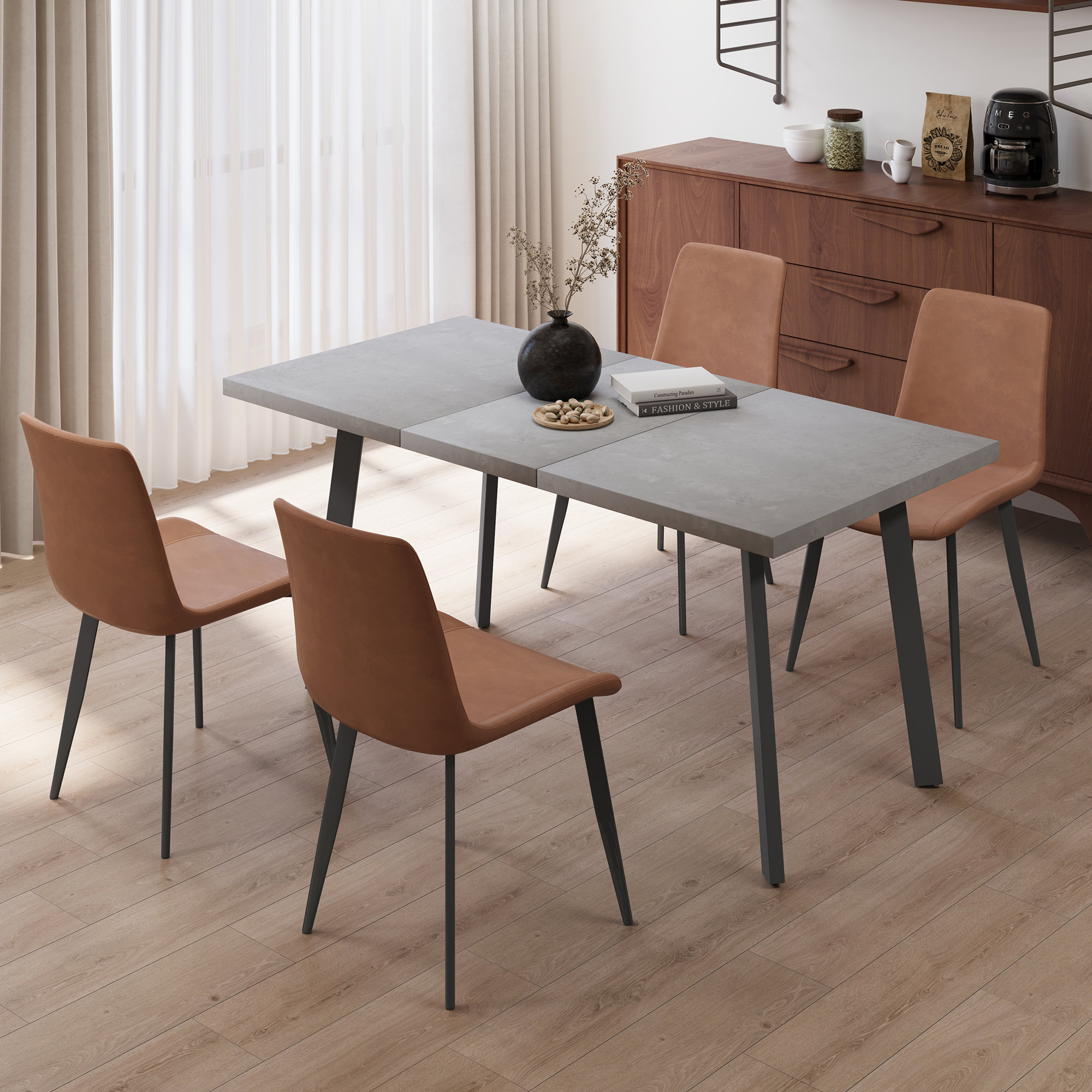 George Oliver Jekai 45.6" to 61.4" Extendable Butterfly Leaf Dining ...