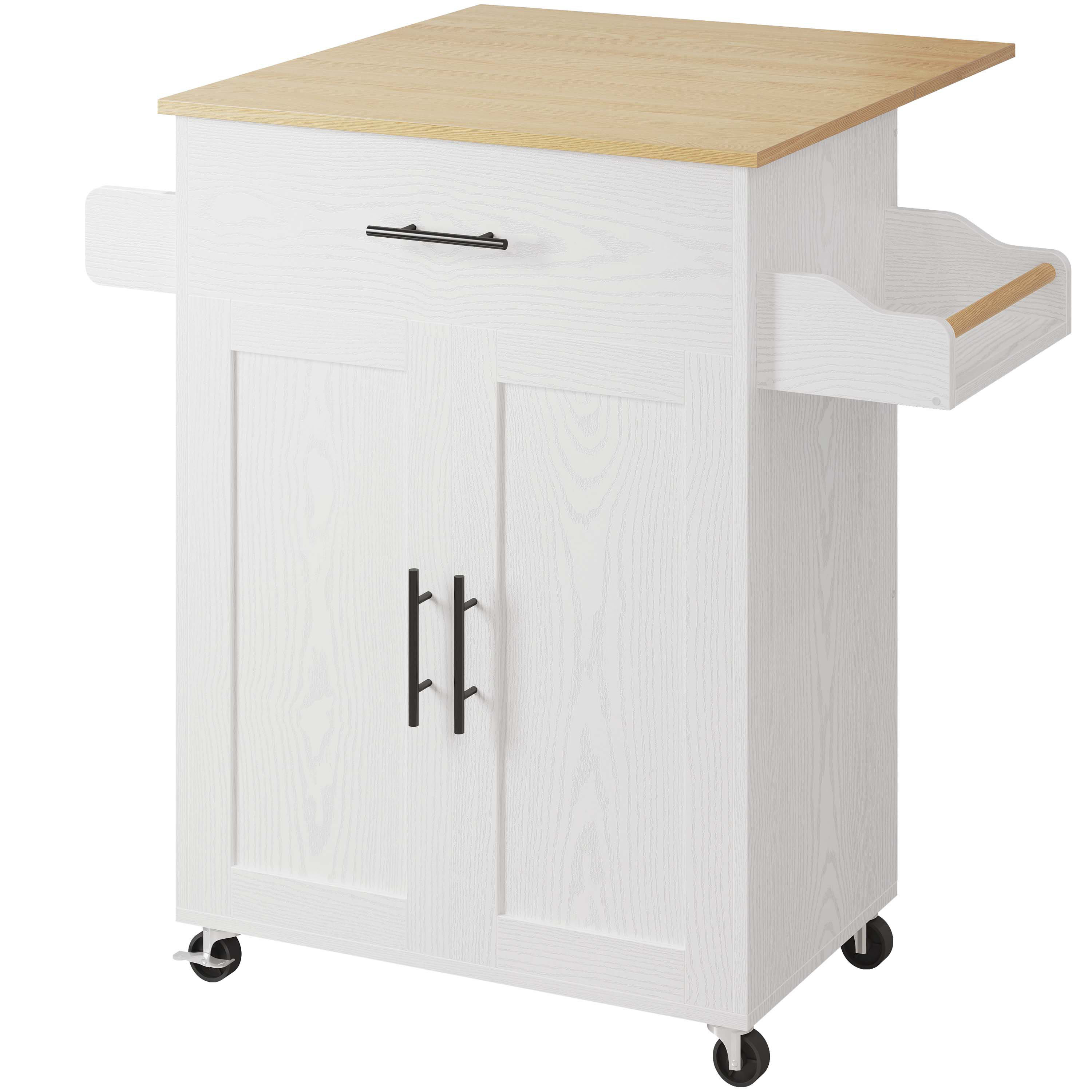 Winston Porter 26"W Rolling Kitchen Island Table On Wheels With Drop ...