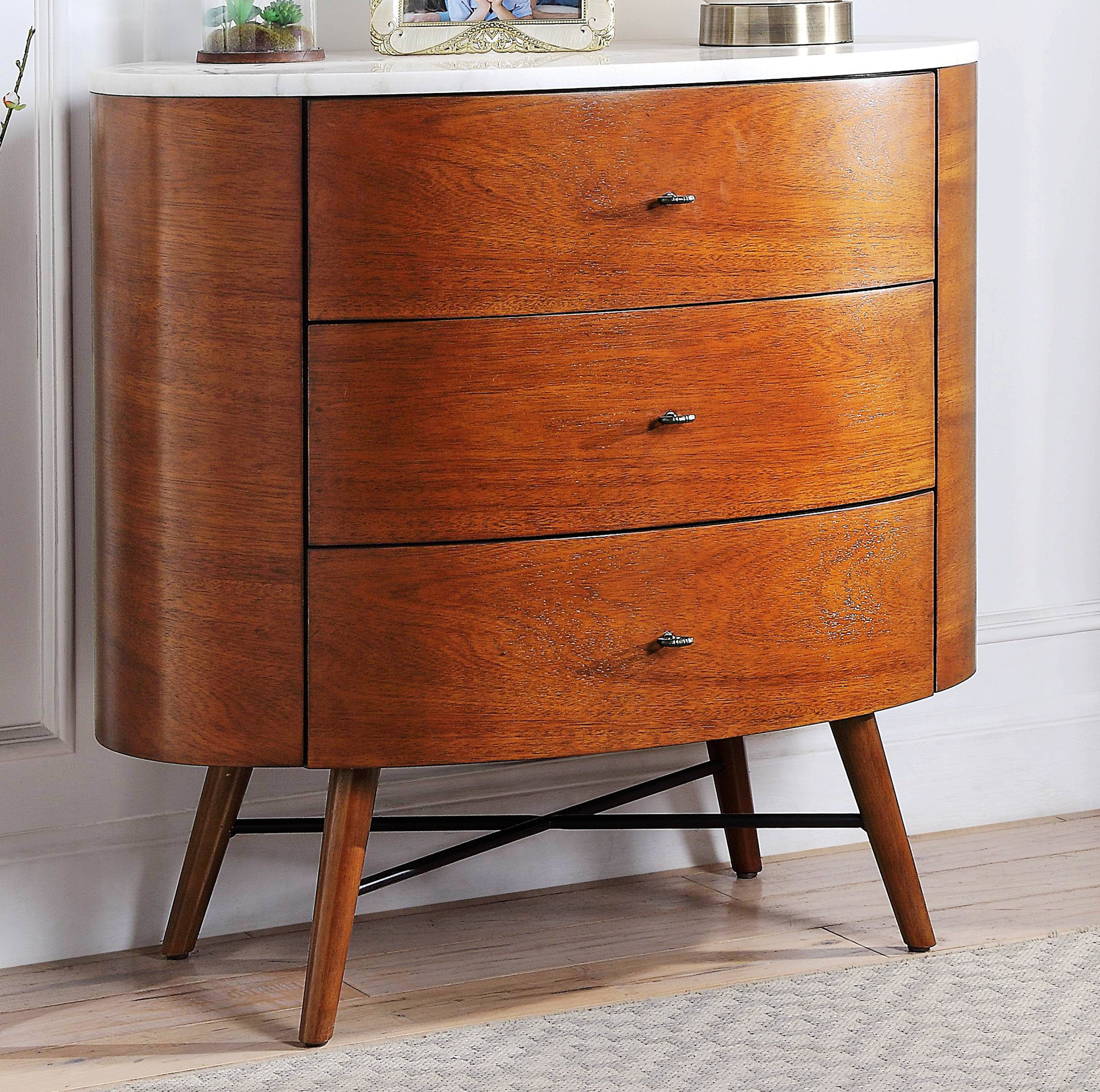 Corrigan Studio® Modern Storage Chest with 3 Drawers and Marble Top ...