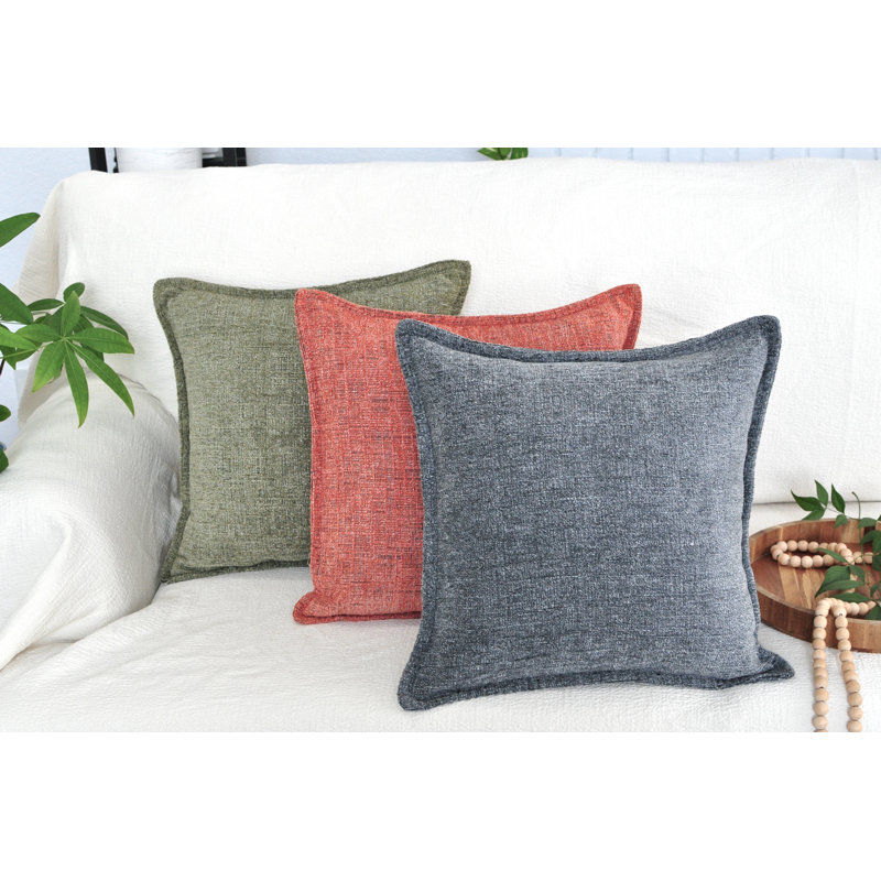 Oveesha Soft Textured Chenille Pillow Covers Set of 2 Cozy Cushion ...