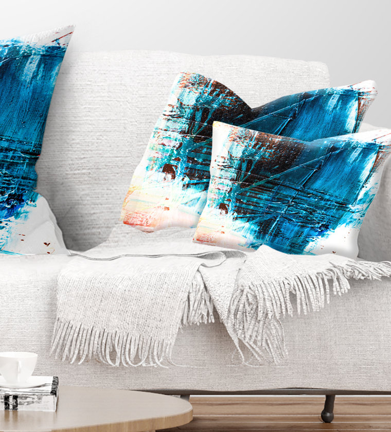 Design Art Abstract Blue Structure Art - Abstract Printed Throw Pillow ...