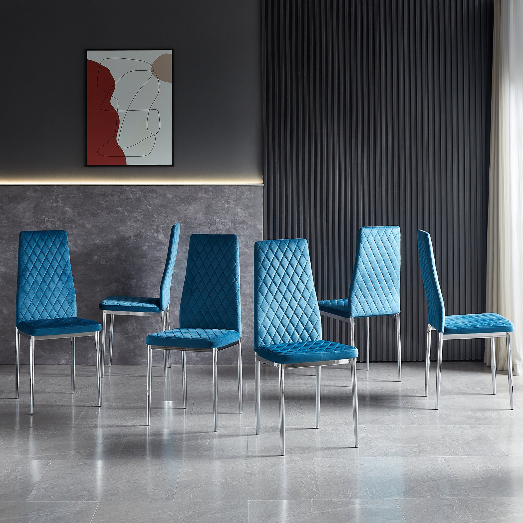 Latitude Run® Danise Modern Simple Style Dining Chair Leather Chrome ...