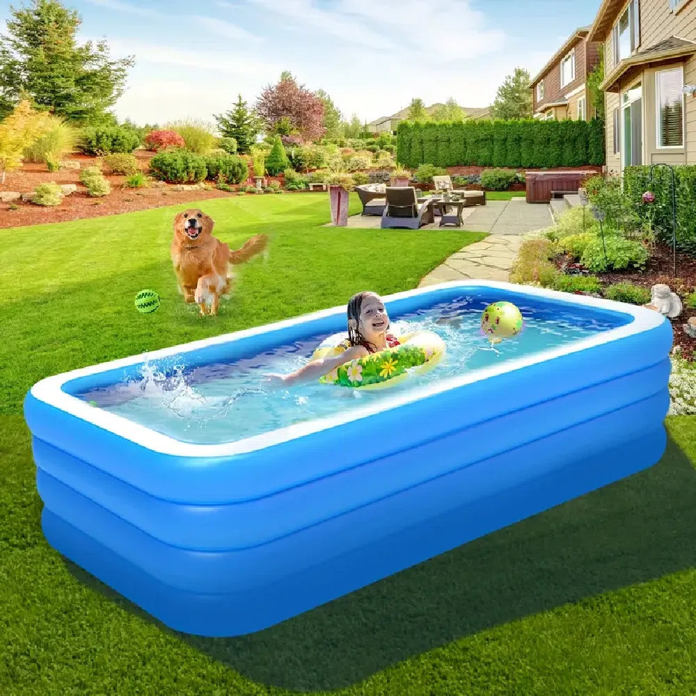 c&g home 4-Layer 120*67*25 INCH Bue Swimming Pool Inflatable Swimming ...