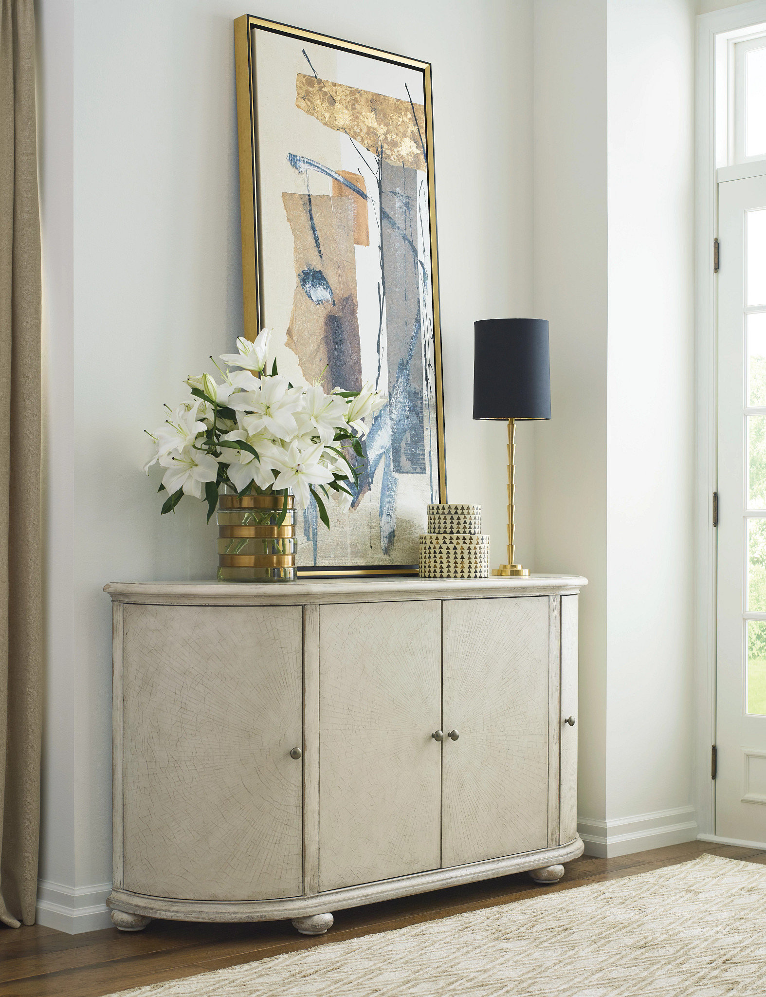 One Allium Way® PICARD CURVED BUFFET - CRÈME | Wayfair