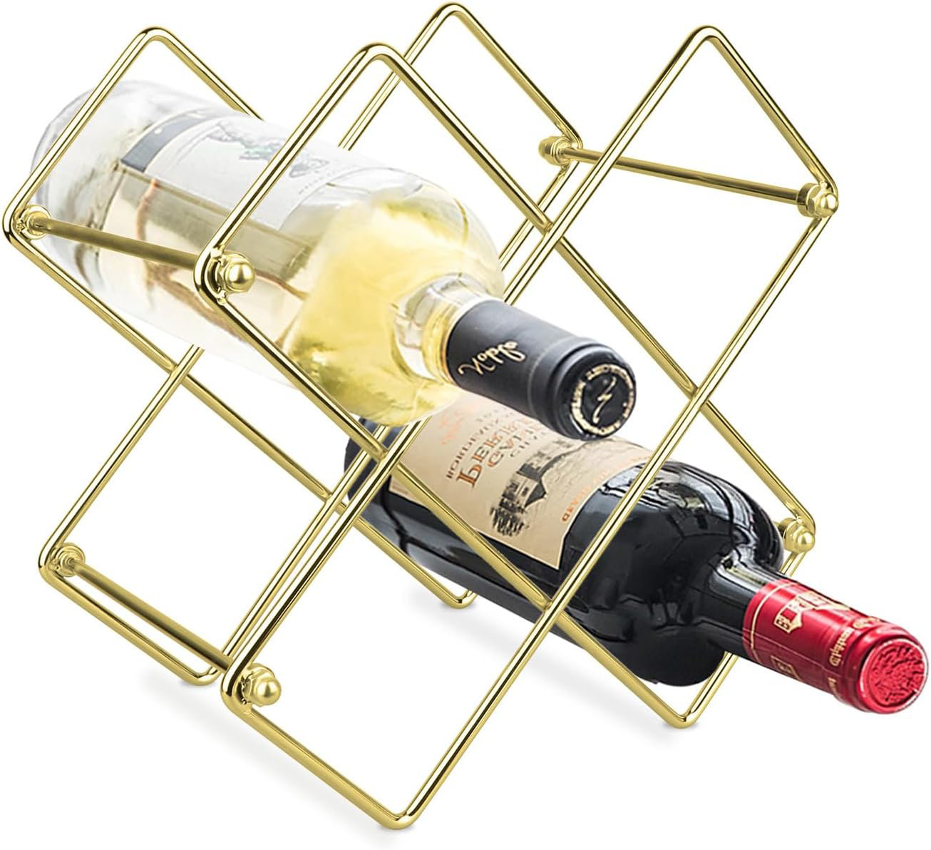 Mercer41 Tabletop Wine Rack, Geometric Countertop Wine Holder, Metal ...