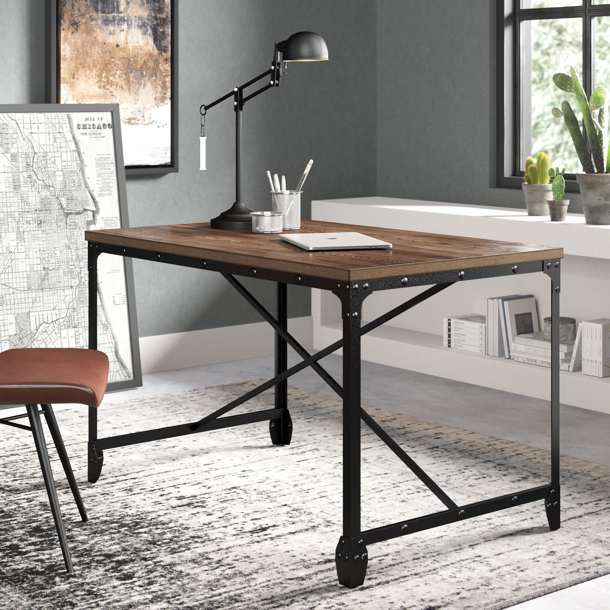 Williston Forge Manish Metal Base Writing Desk & Reviews | Wayfair