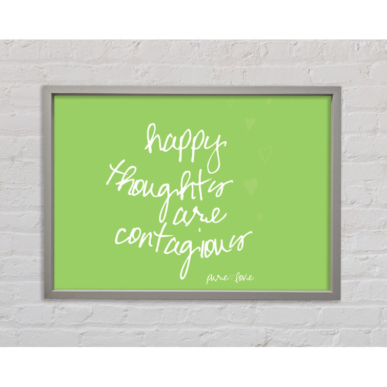 Happy Larry Love Quote Happy Thoughts Are Contagious Lime Green Framed ...