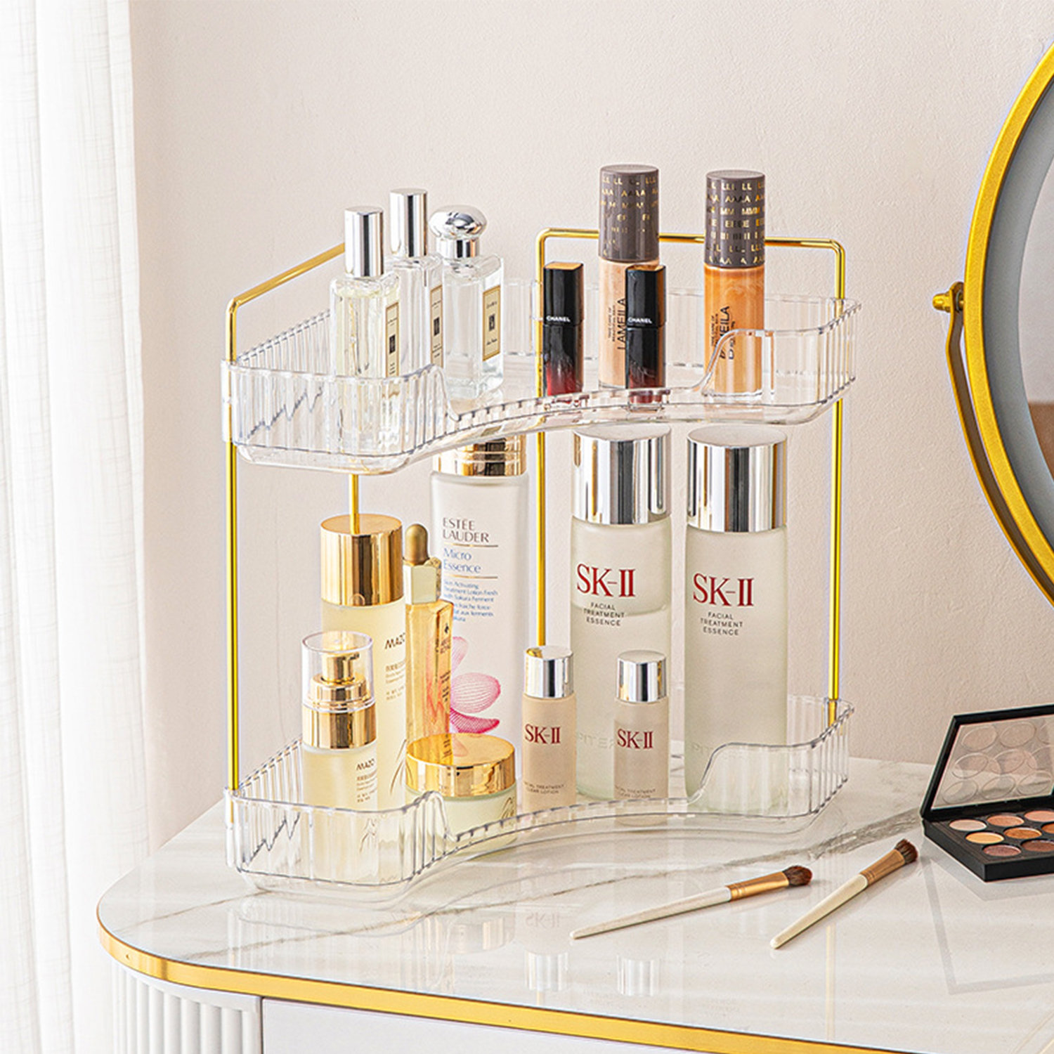 Mercer41 2-Tier Corner Makeup Organizer Cosmetics Skincare Shelf ...