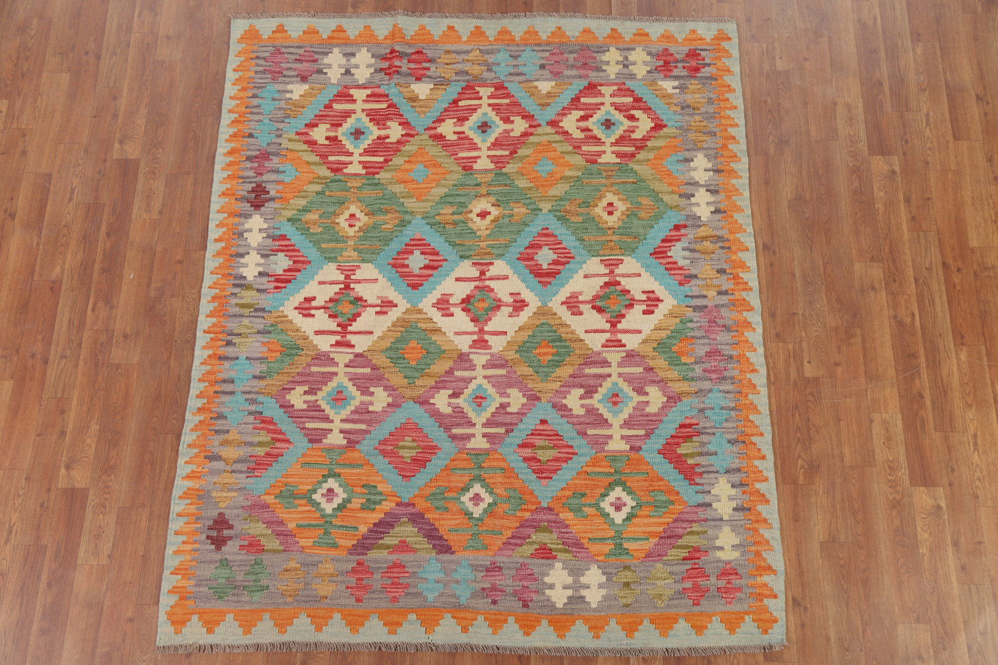 Dakota Fields Colorful Kilim Oriental Area Rug 5x6 | Wayfair