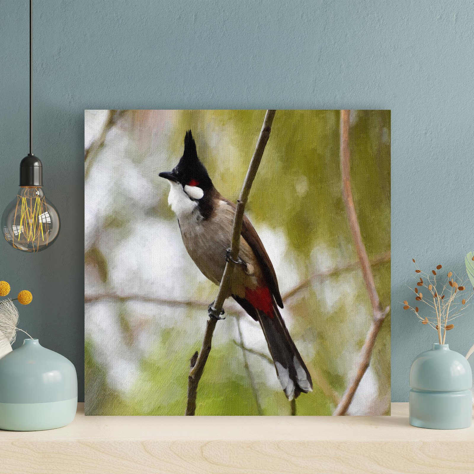 Latitude Run® Red-Whiskered Bulbul Bird On Twig During Daytime - 1 ...