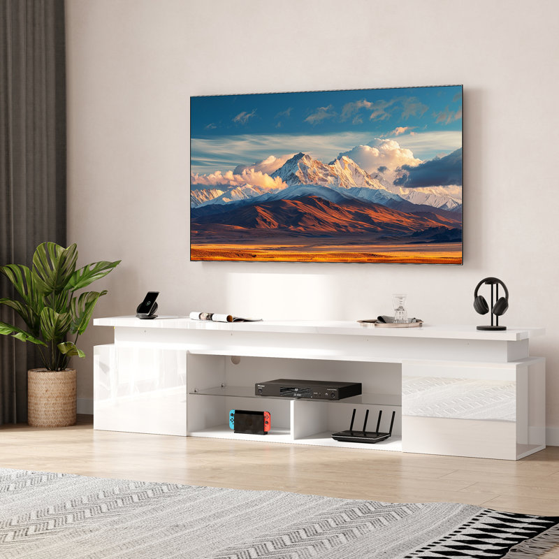 Wrought Studio™ Modern TV Stand with RGB LED Lights for TVs up to 75 80 ...