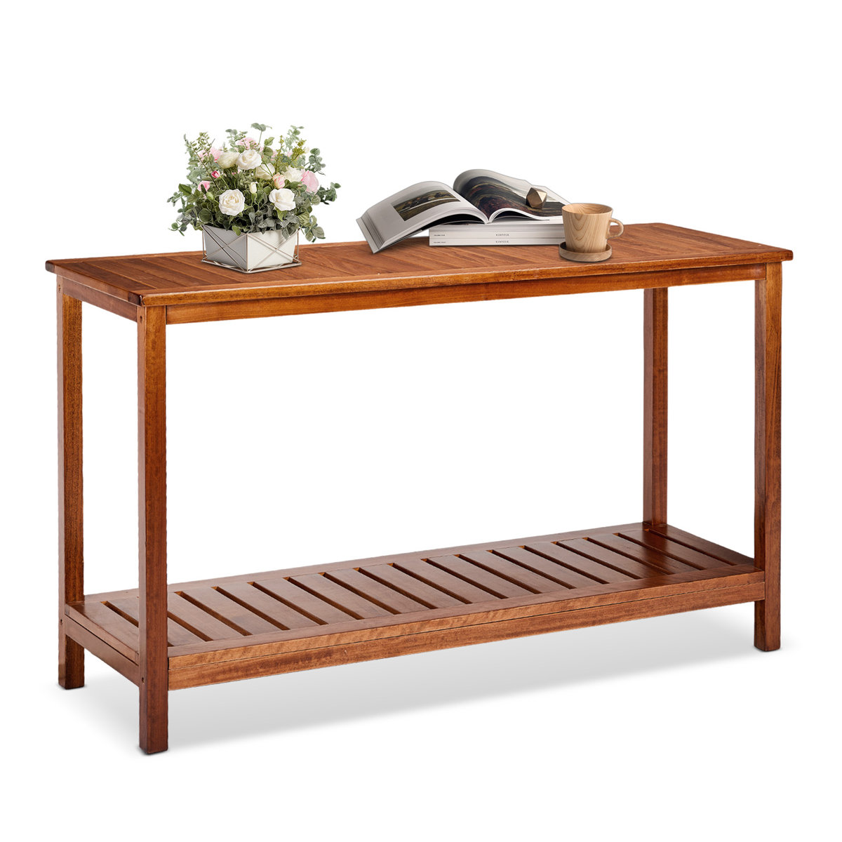 Lark Manor™ 4Ft. Patio Double-Tier Wooden Console Table & Reviews | Wayfair