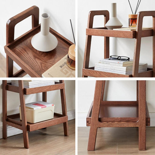 Rebrilliant Makhiya 3-Tier Solid Wood Storage Rack, Entryway Table with ...