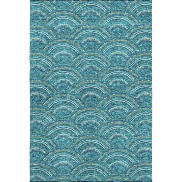 Bungalow Rose Premium Machine Washable Prisco Teal Rug | Wayfair