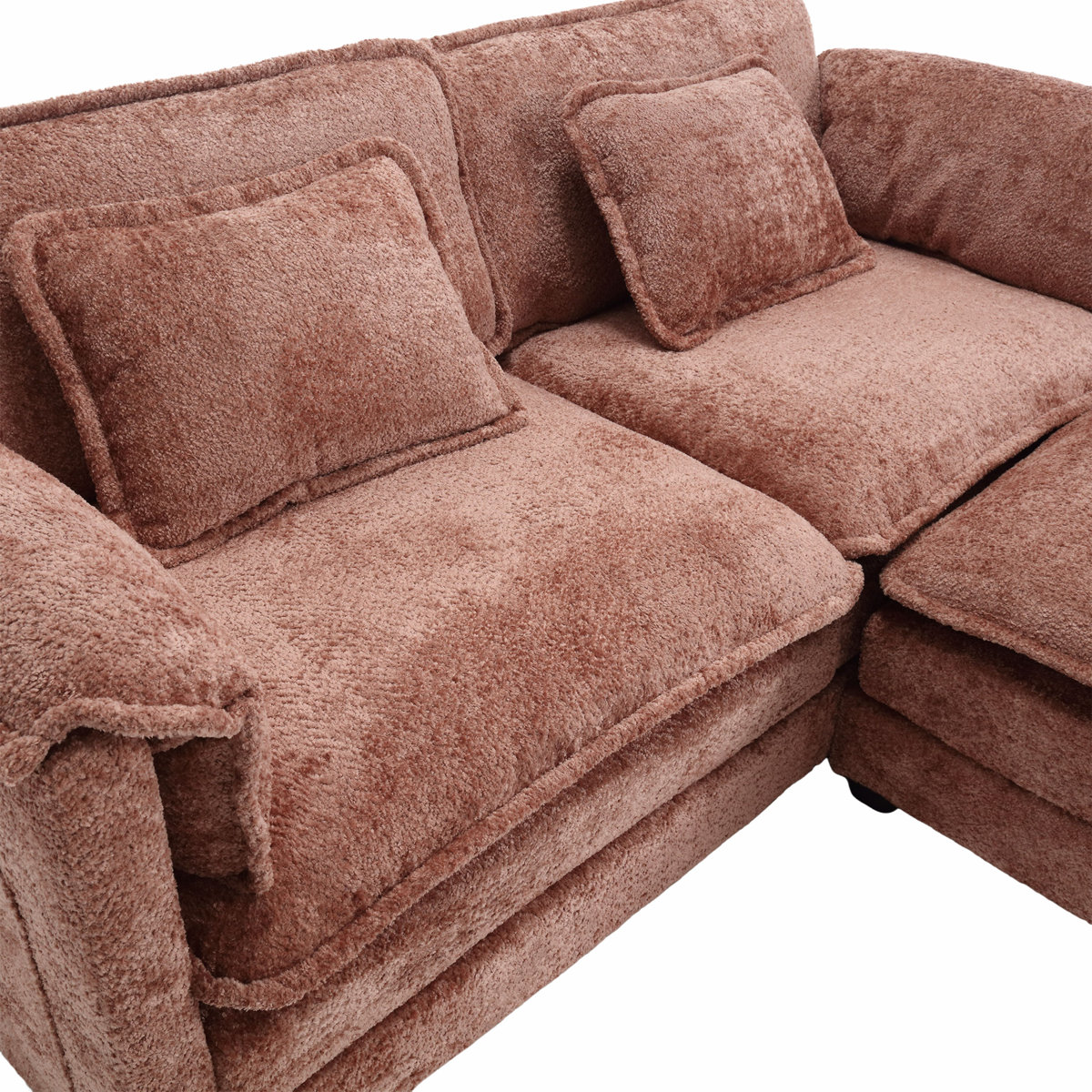 Latitude Run® Chenille Fabric Sectional Modular Sofa with side pockets ...