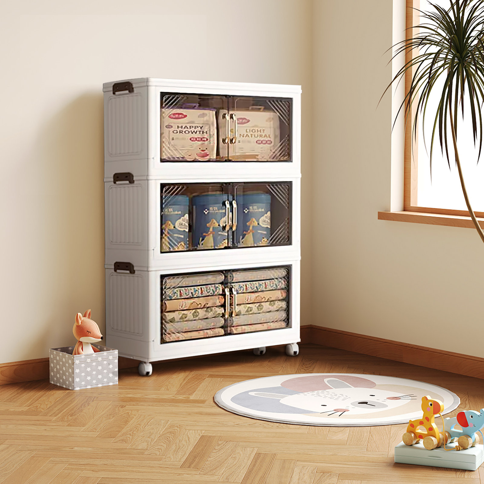 Rebrilliant 56 Qt, 3 Tiers Collapsible Storage Bins Organizer ...