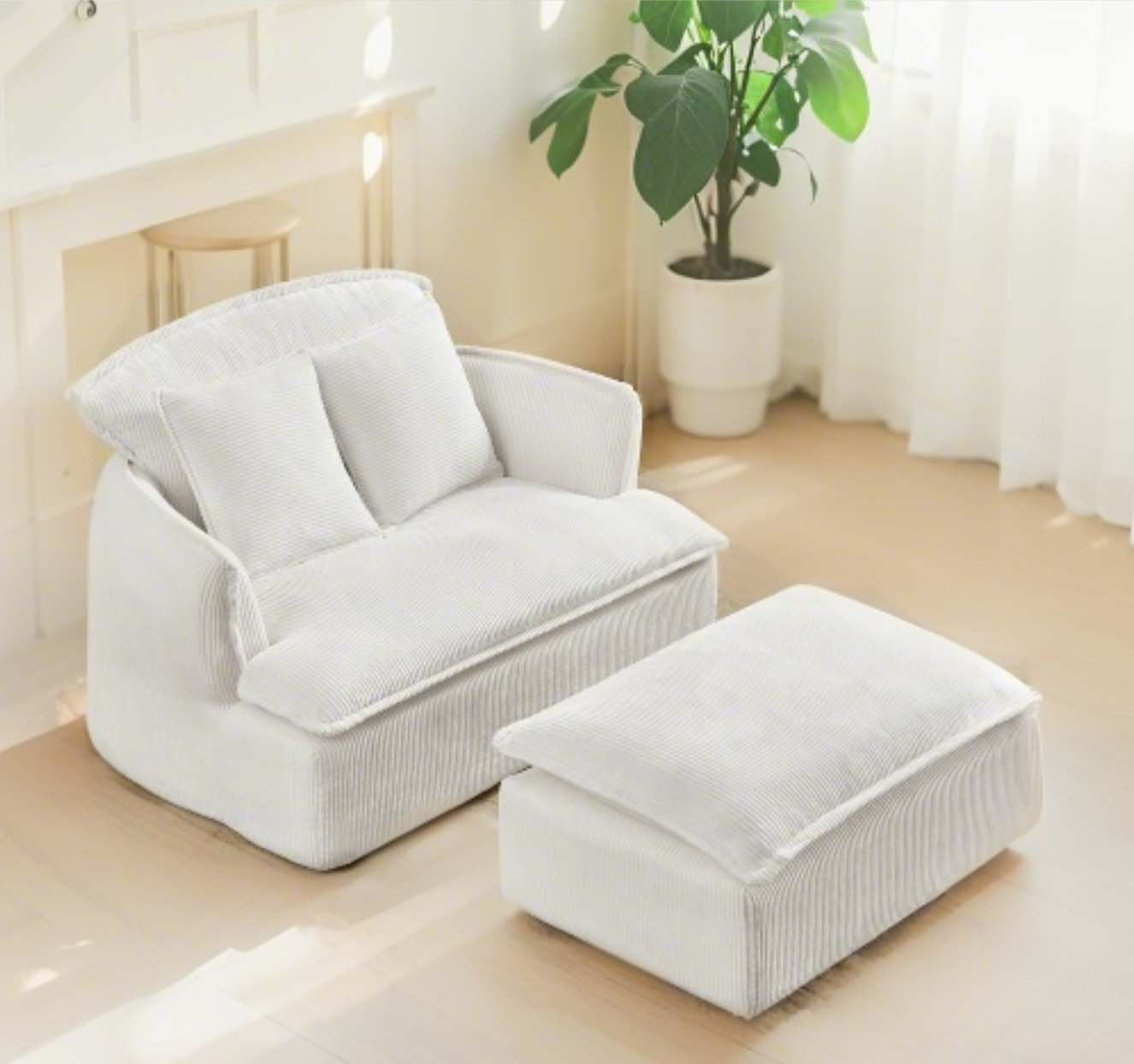 Ebern Designs Convertible Compressed Sofa Chair With Ottoman - Wayfair ...