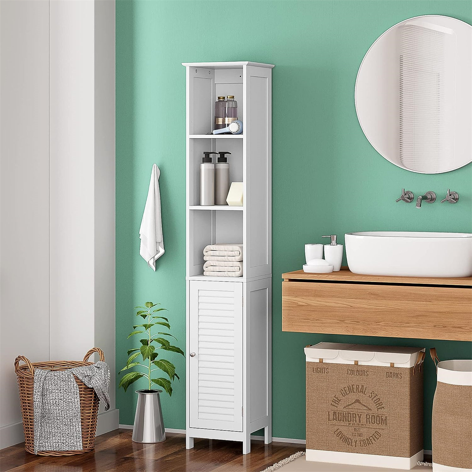 Red Barrel Studio® Freestanding Linen Cabinet | Wayfair