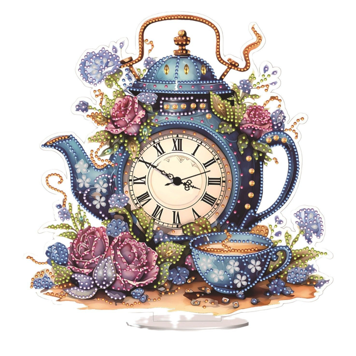 Syntego 5D DIY Vintage Floral Teapot Working Clock Diamond Painting Art ...
