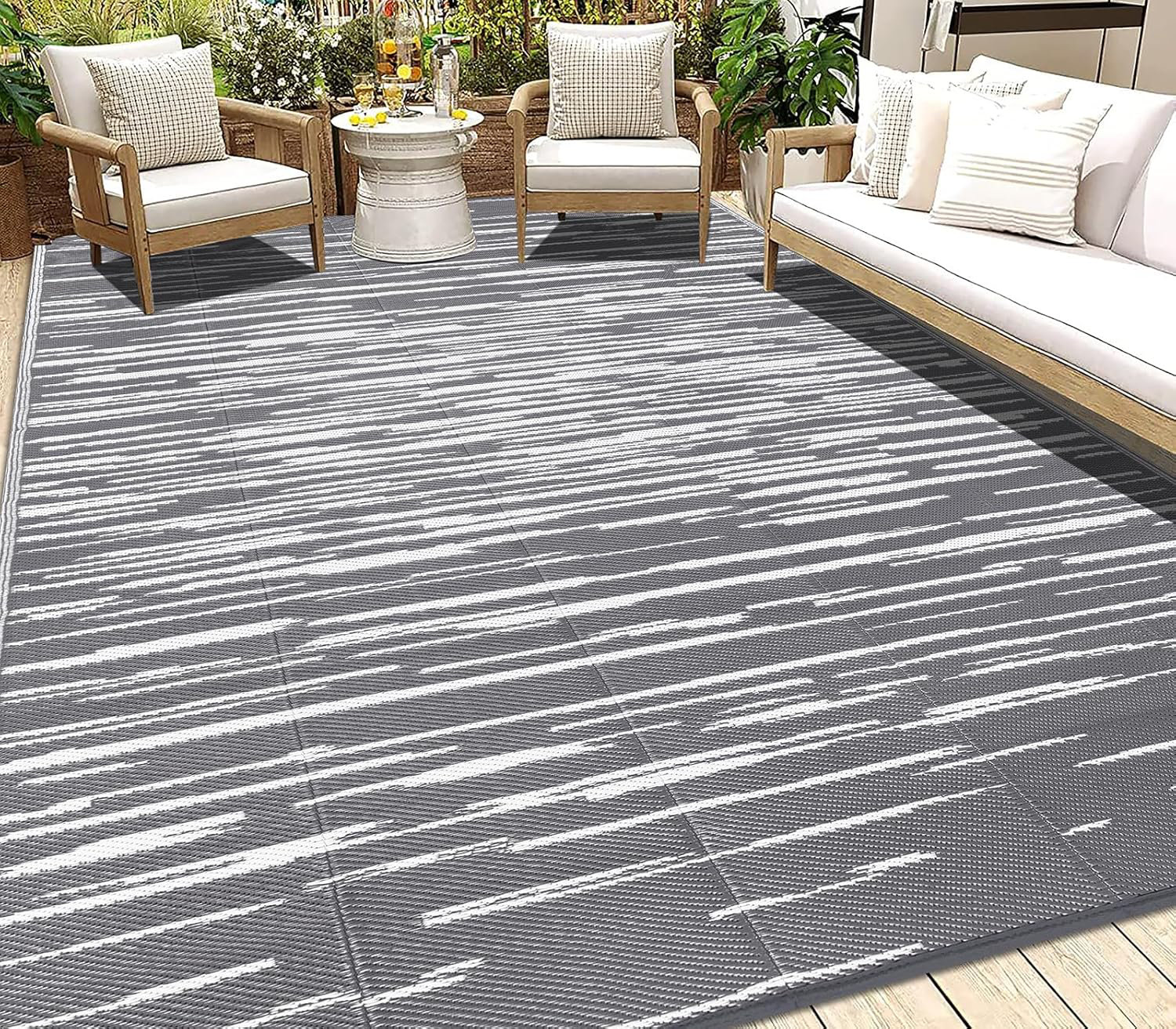 Wrought Studio™ Reversible Plastic Outdoor Rug Waterproof for Patios ...