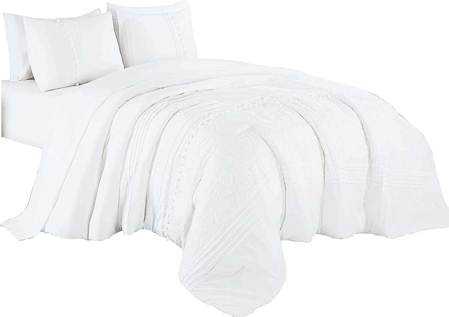 Chezmoi Collection Athena 7-Pieces Bed in a Bag Floral Embroidered ...