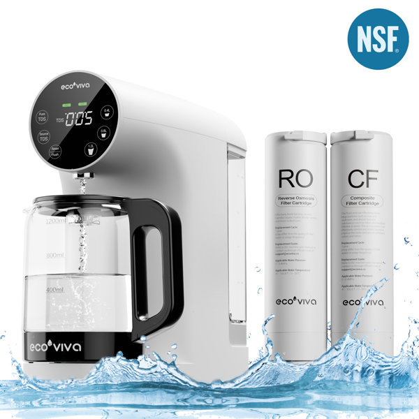 Ecoviva Countertop Reverse Osmosis Water Filtration System Portable RO ...