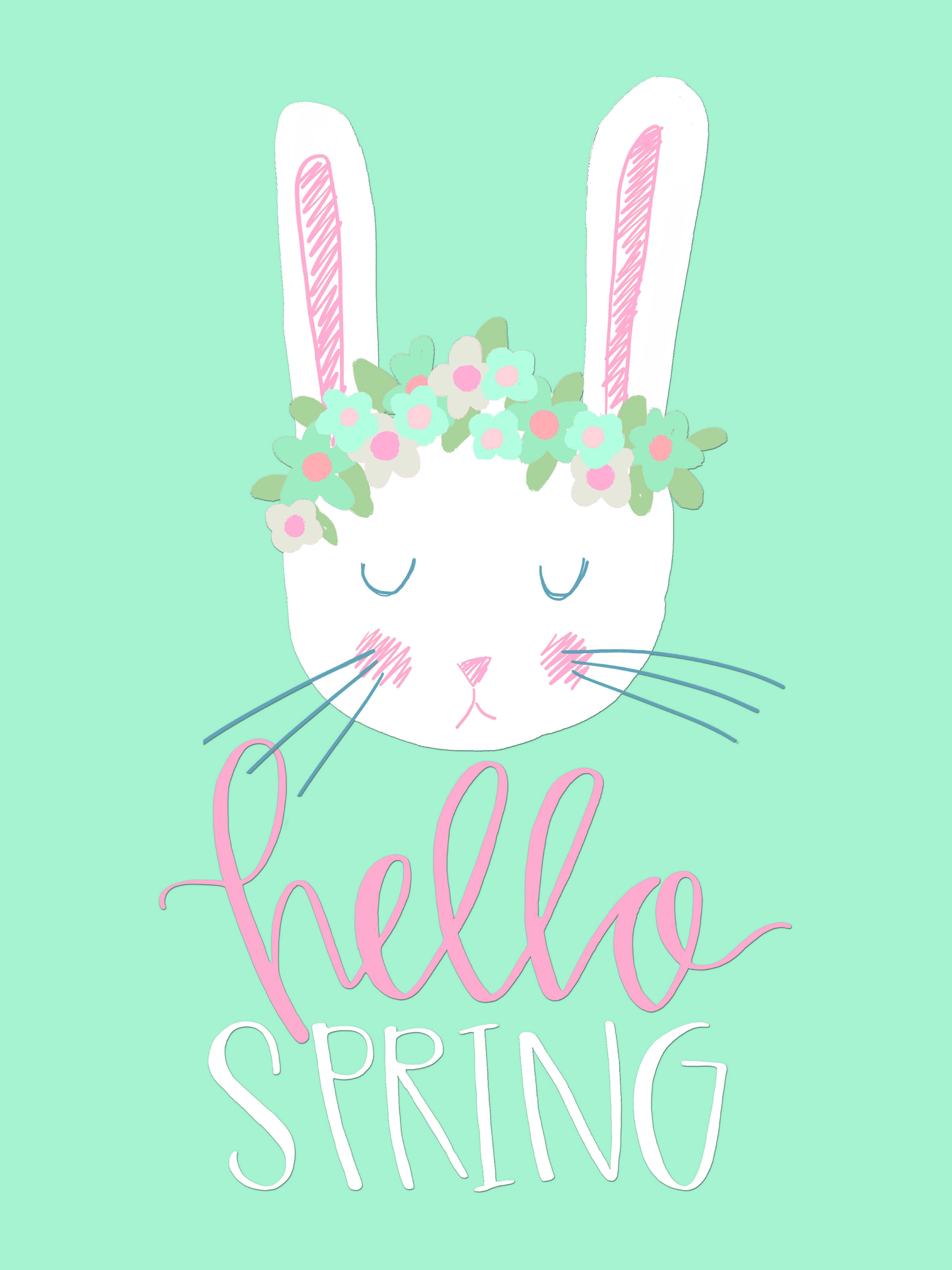 Trinx Hello Spring Bunny Head - Wrapped Canvas Print | Wayfair