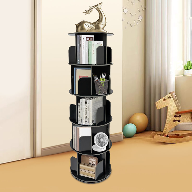 Ebern Designs Jahmire 5-tier Black Rotating Corner Bookcase | Wayfair