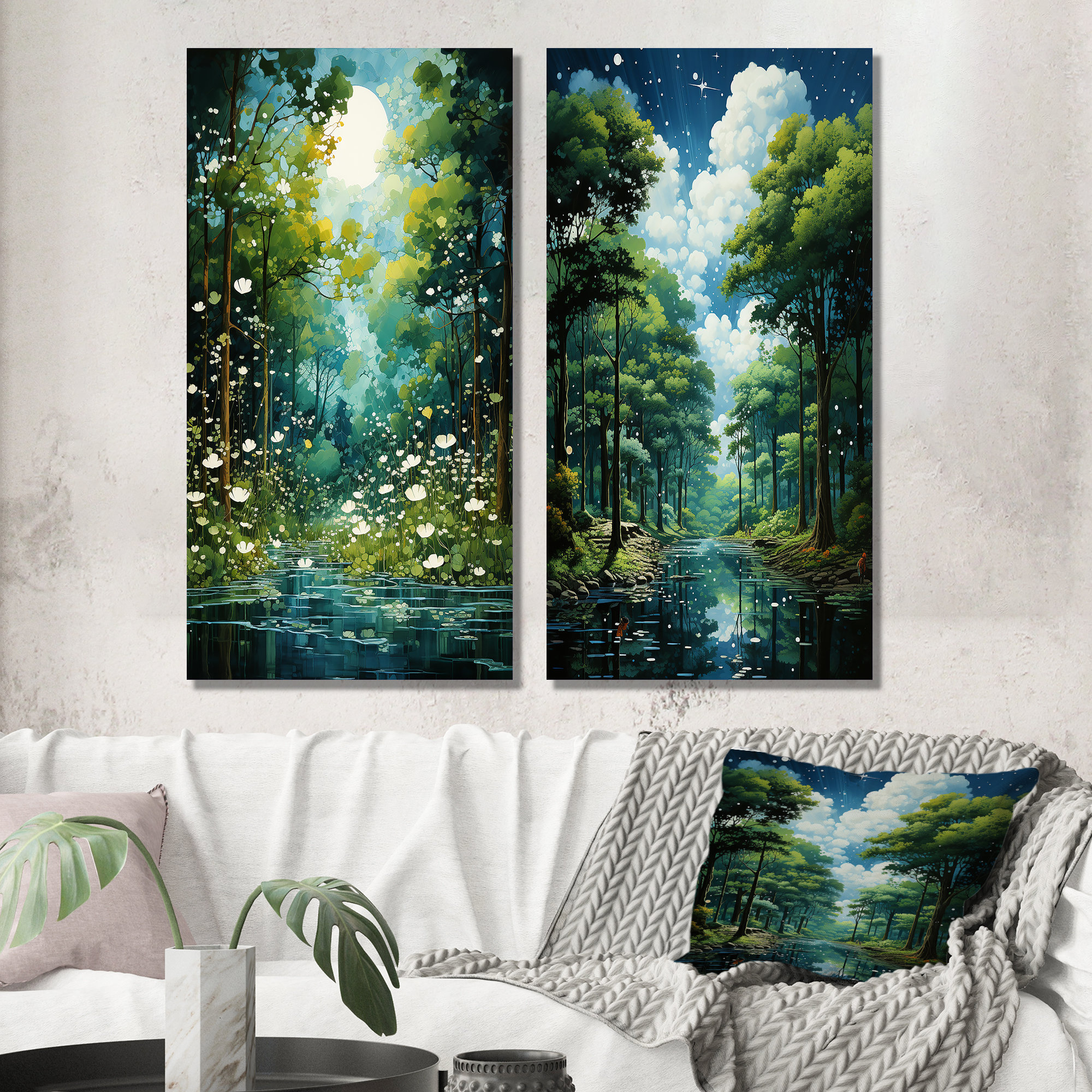 Red Barrel Studio® Bold Forest Emerald Canopy - 2 Piece Print Set | Wayfair