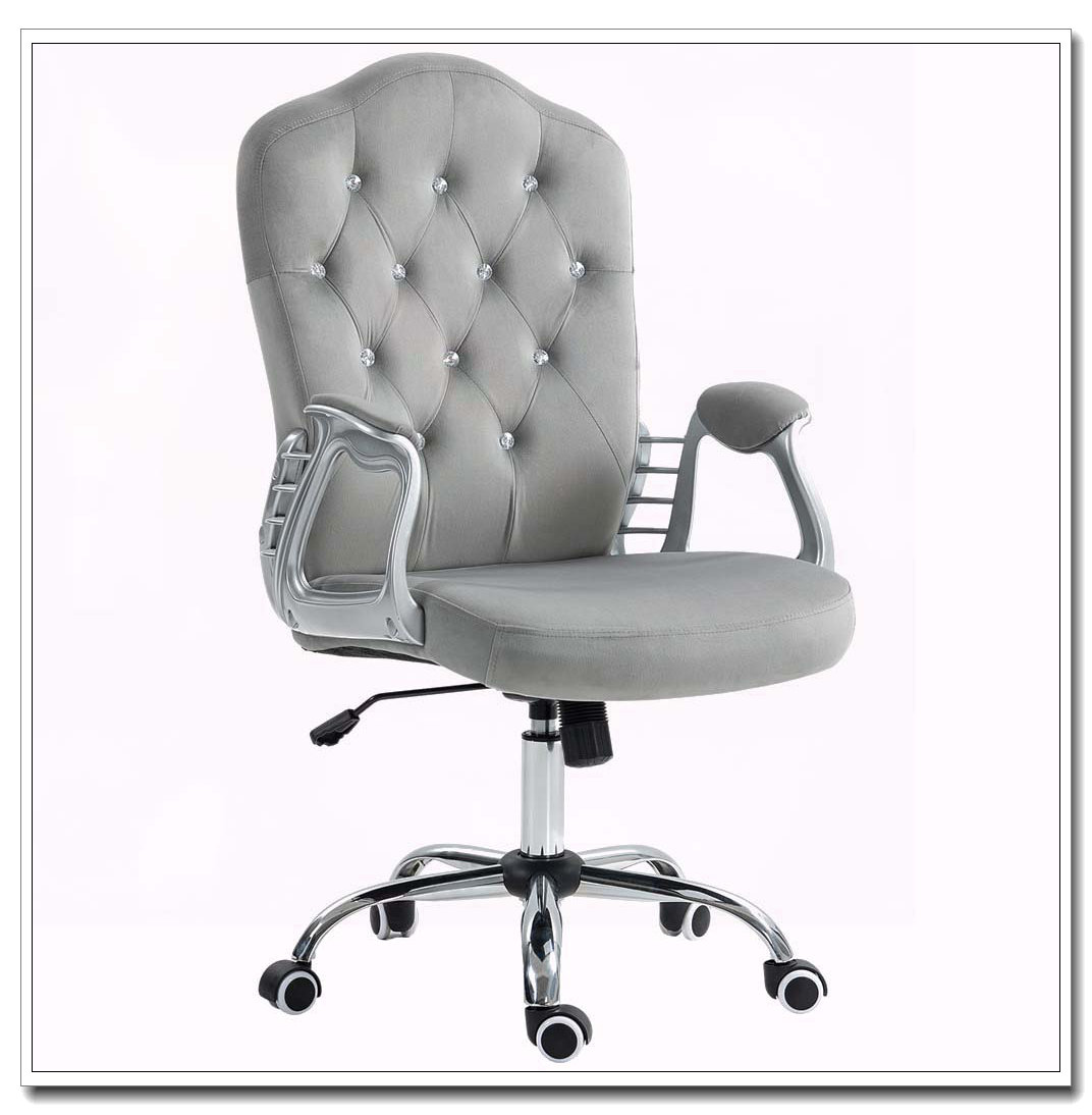 Mercer41 Vinsetto Office Chair,Velvet Computer Chair,Button Tufted Desk ...