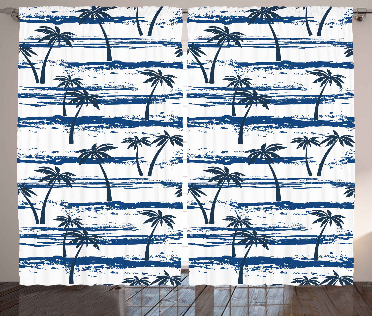 East Urban Home Palm Tree Semi-Sheer Rod Pocket Curtain Panels | Wayfair