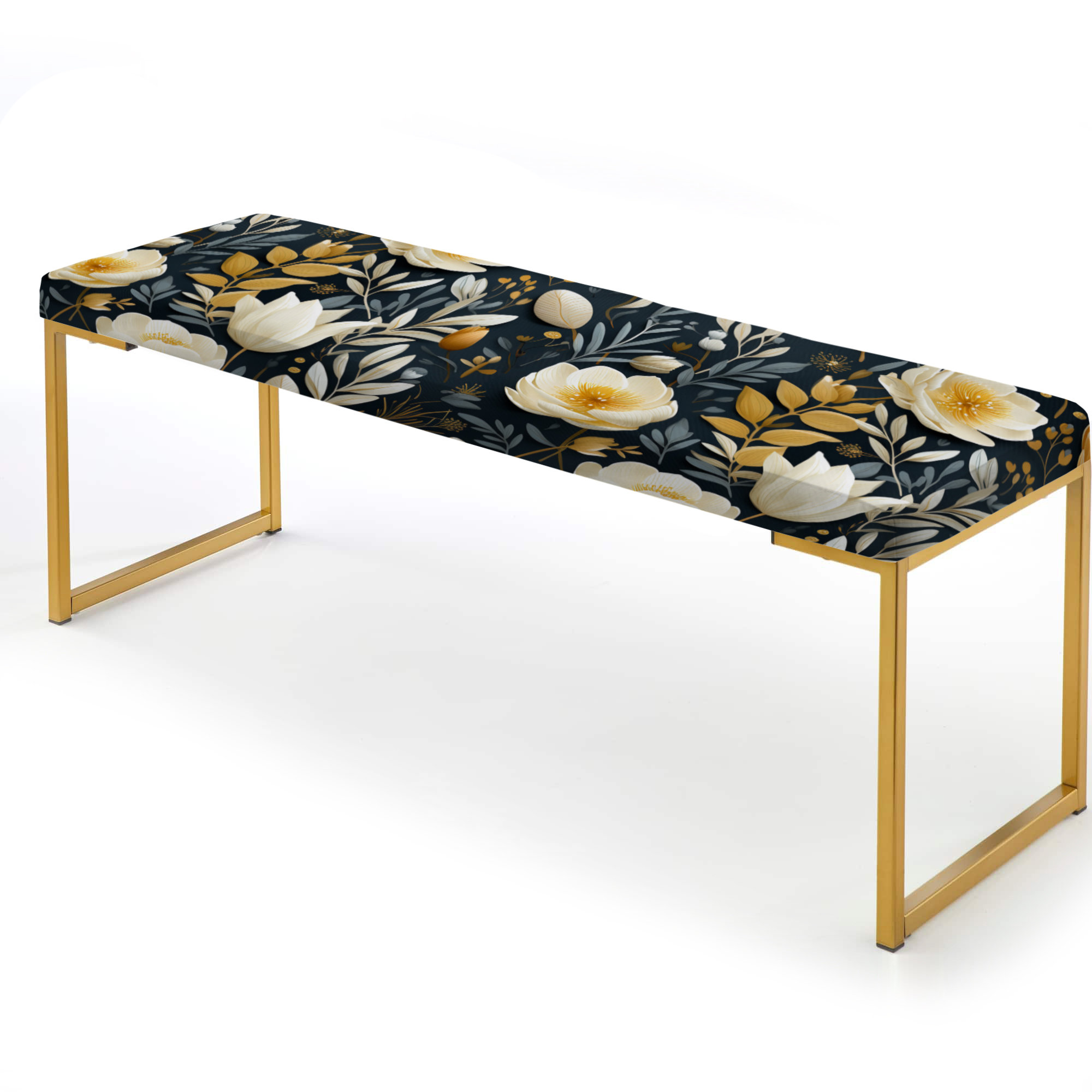 Design Art Blue And White Nordic Blossom Serenity - Floral Upholstered ...