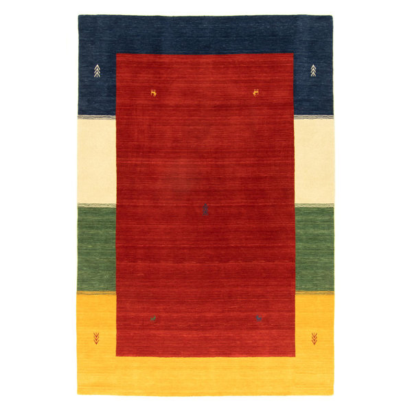 Ebern Designs Idwal Mirage Wool/Cotton Red/Navy/Yellow Indoor/Outdoor ...