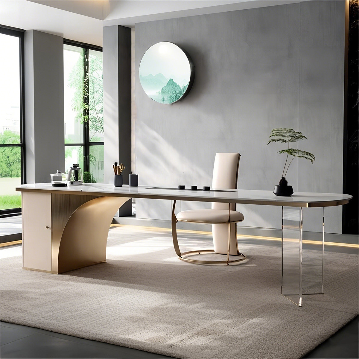 Brass Foam A Modern Minimalist Rectangular Office Tea Table - Wayfair ...