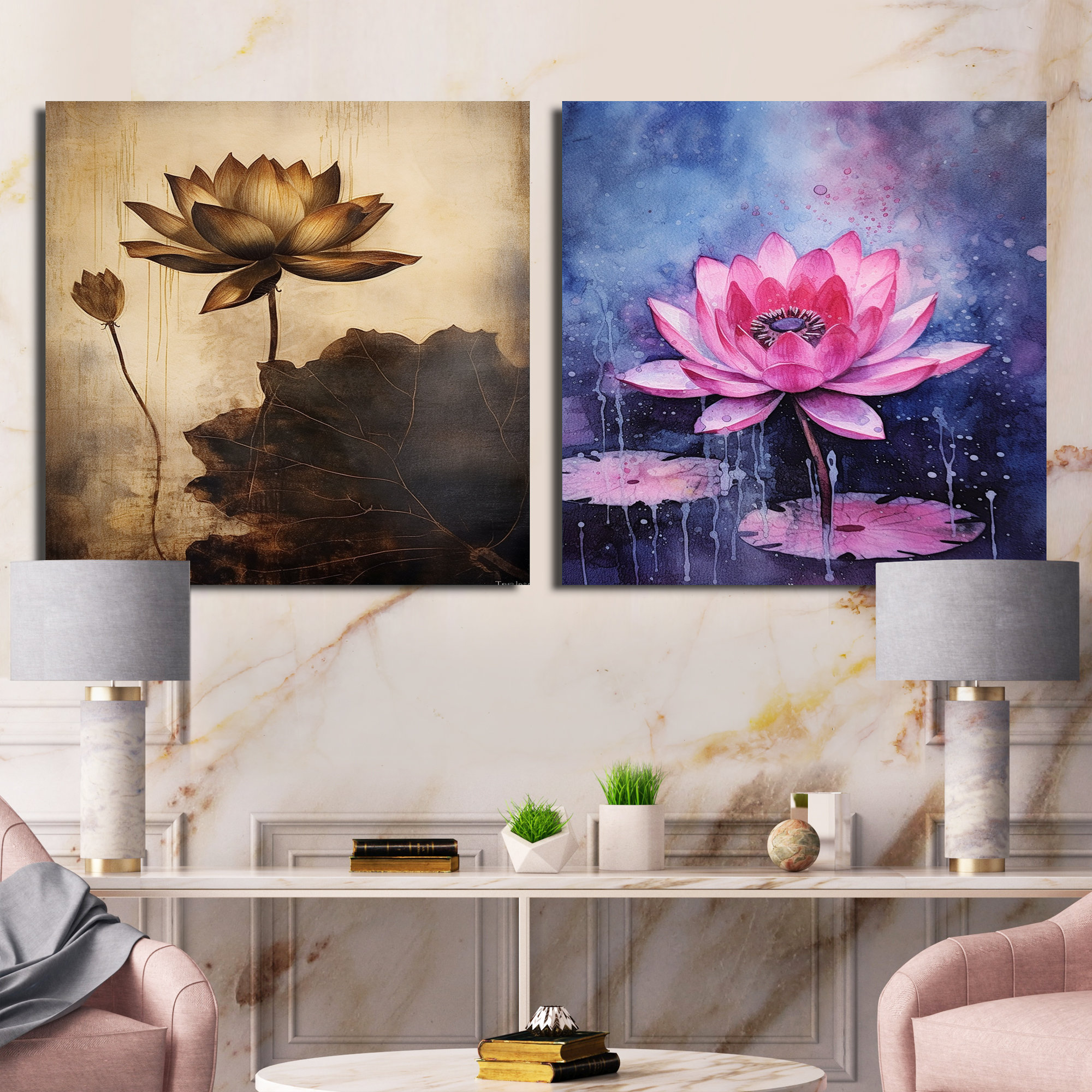 Bungalow Rose Rustic Lotus Serenity - Lotus Square Collage Set Of 2 ...