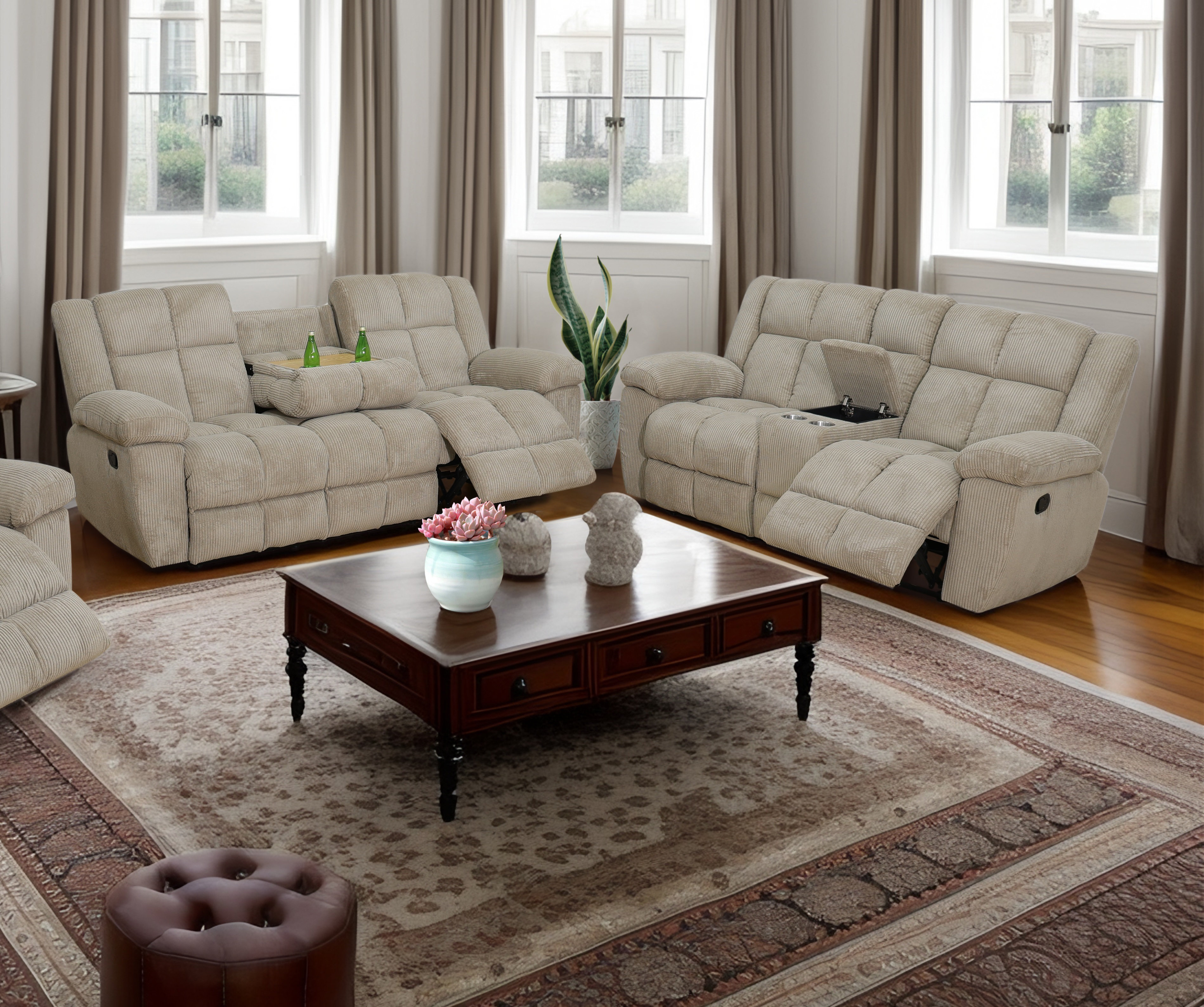 Ebern Designs Microfiber 2-Piece Living Room Recliner Set Sofa And ...