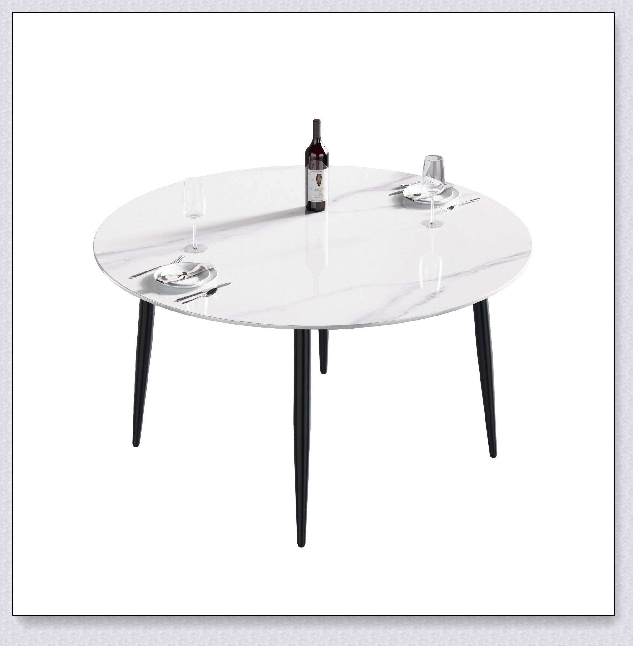 Ivy Bronx Modern man-made stone round dining table-position for 6 ...