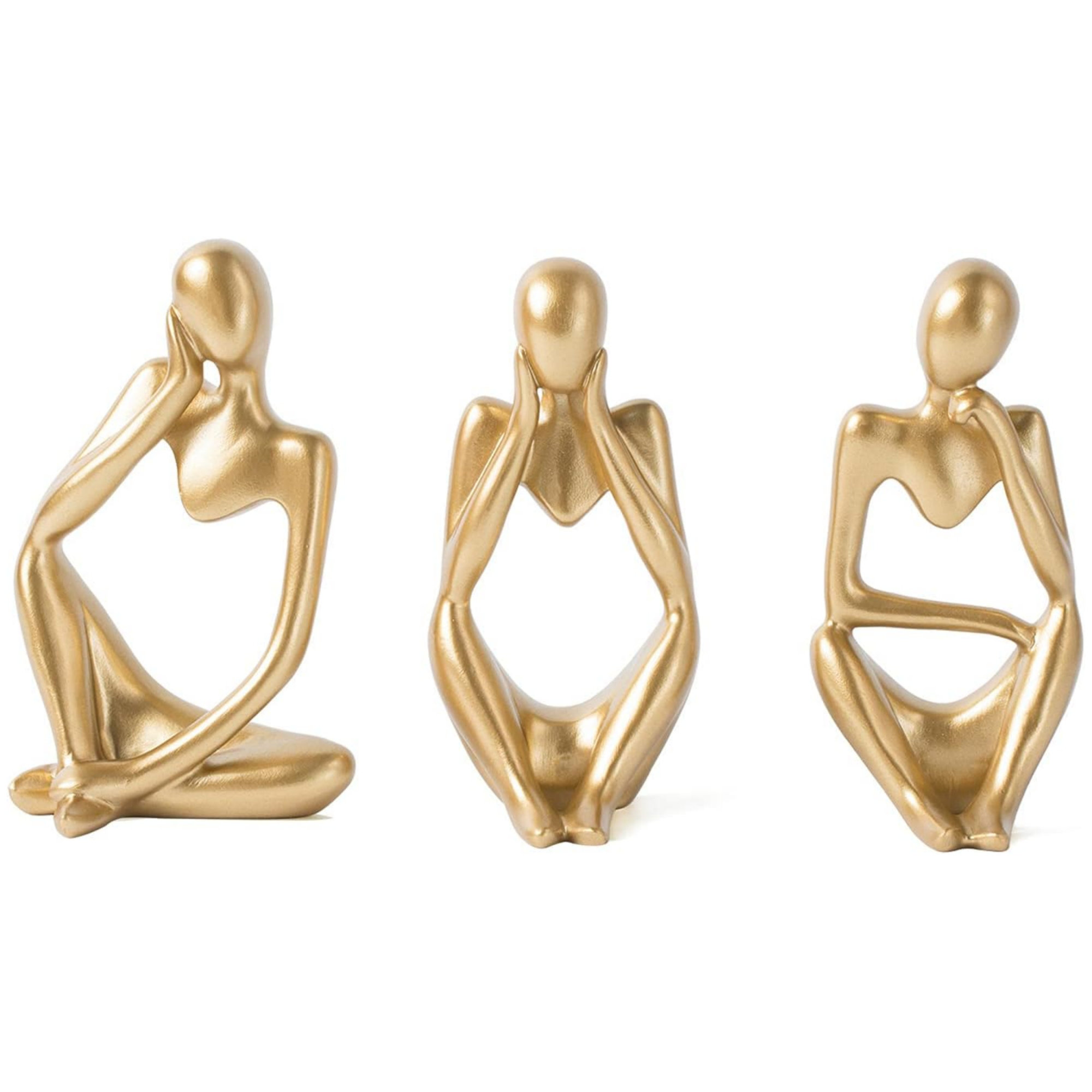 Ivy Bronx Gold Thinker Keil For Table Decor Abstract Art Sculpture Set ...