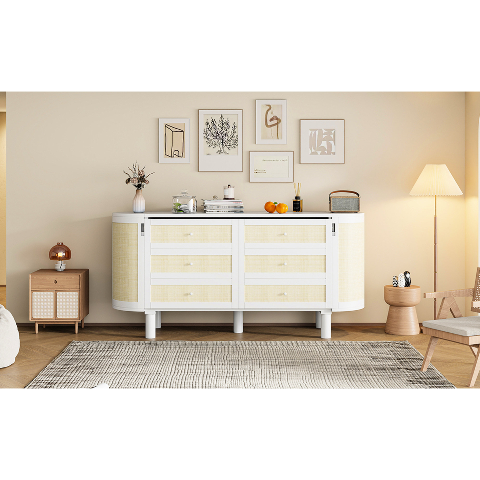 Bay Isle Home™ Queen Bed With Modern Woven Texture & Hidden Storage - White, For Versatile ...