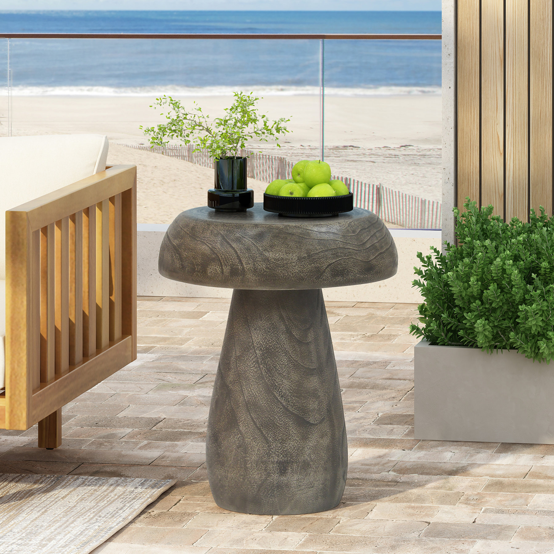 Foundry Select Mushroom Side Table,Wood-like texture - Wayfair Canada