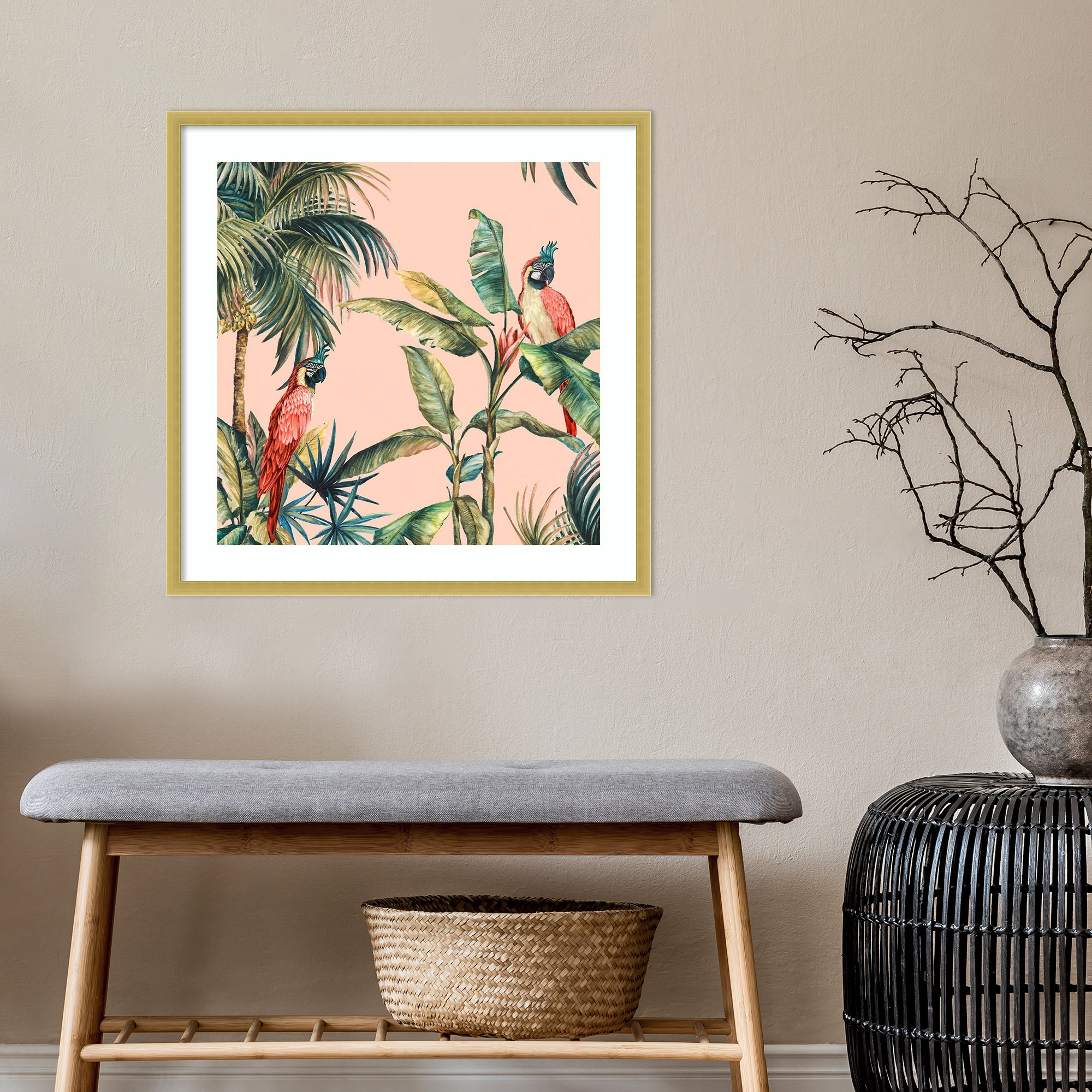 Bayou Breeze Tropicano II (Parrot In Palm) By Eva Watts Wood Framed ...