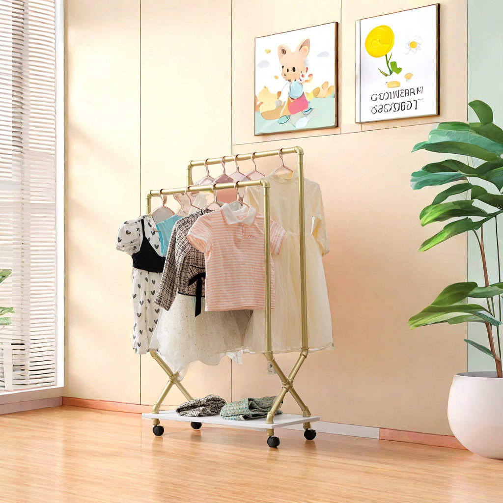 Williston Forge Kids Clothing Rack, Double Rod Kids Garment Rack, Heavy ...
