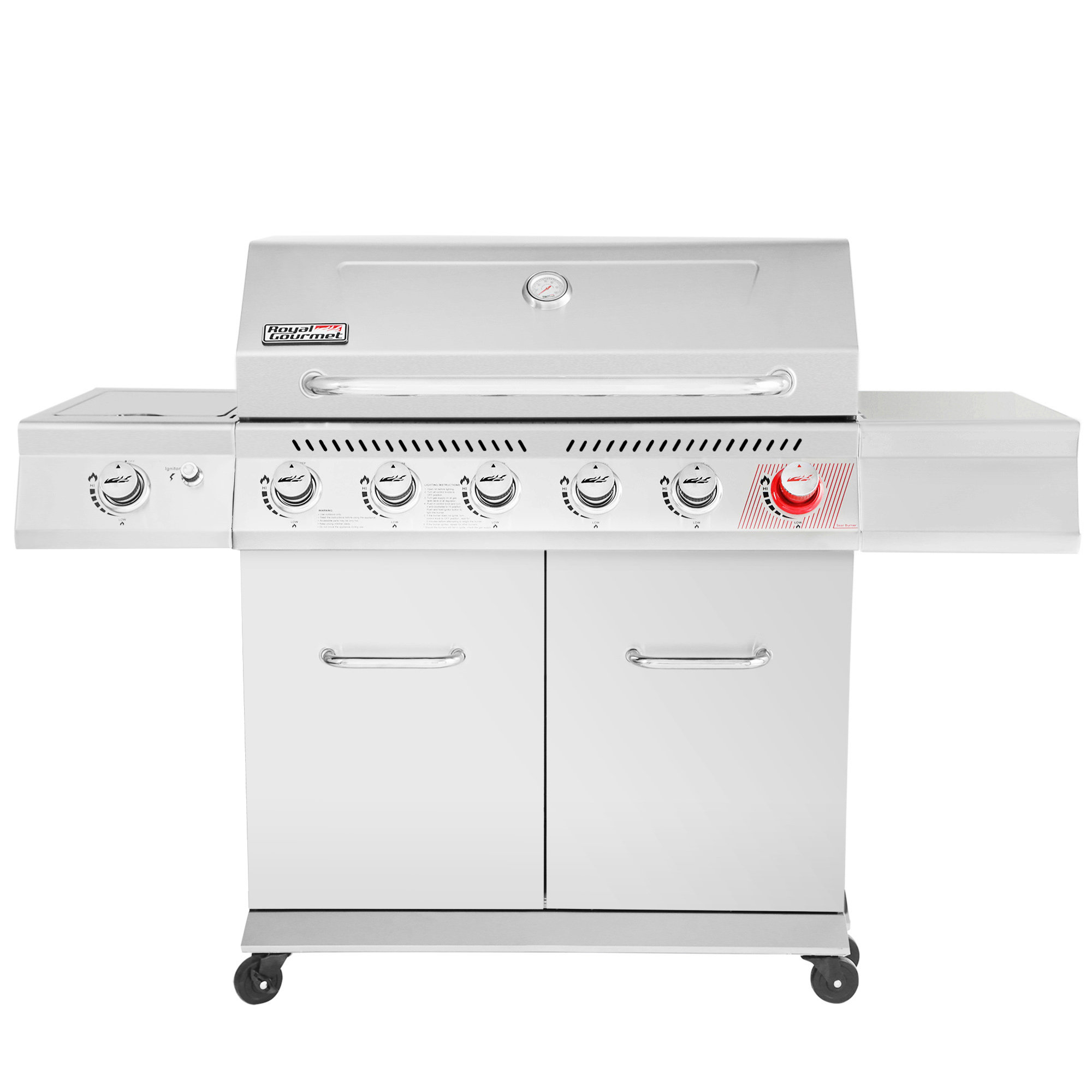 Royal Gourmet 6-Burner BBQ Gas Grill with Sear Burner and Side Burner ...