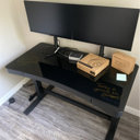 Upper Square™ Babin Adjustable Glass Top Metal Base Standing Desk ...