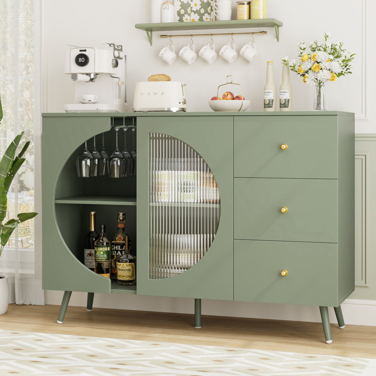Wade Logan® Chanyah 47.2" W Kitchen Sideboard with 3 Drawers & Wine ...