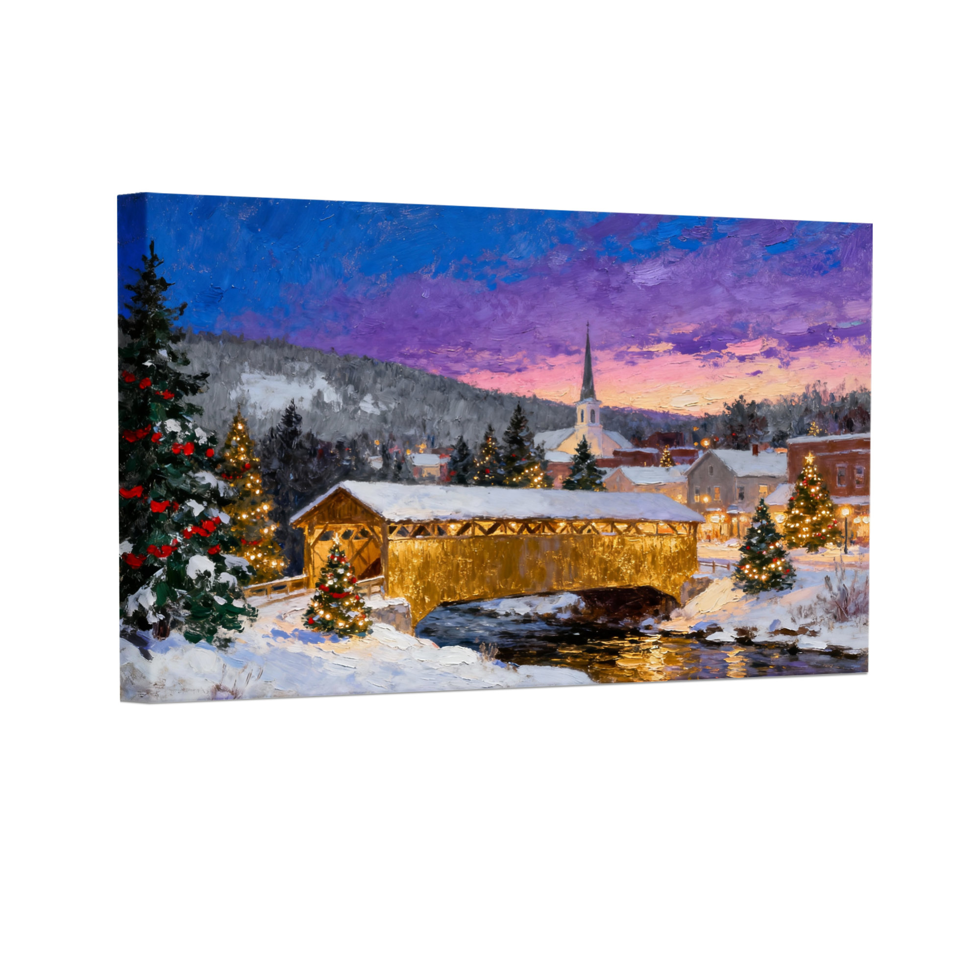 Ophelia & Co. Christmas Winter Village Covered Bridge Christmas Scene ...