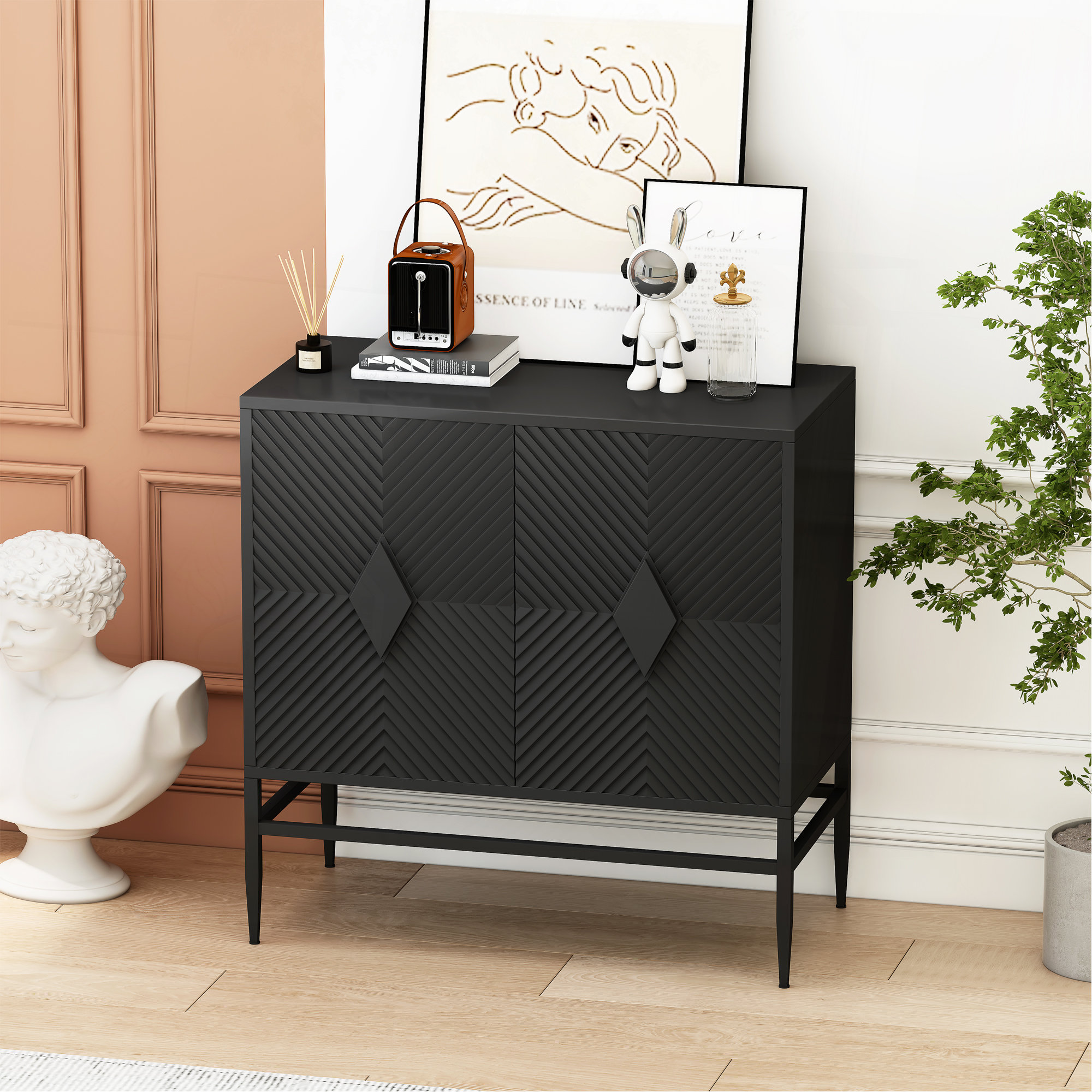 Latitude Run® Modern Wooden Storage Cabinet With Adjustable Shelf And ...