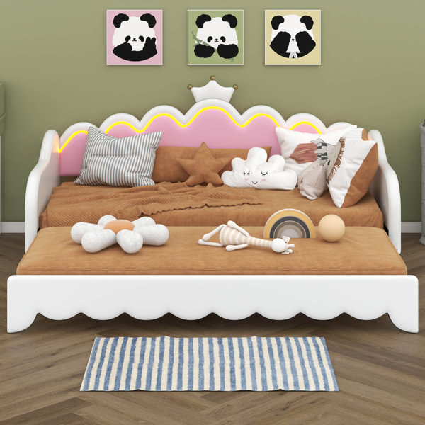 Gemma Violet Modern Upholstered Princess Daybed With Crown Headboard ...