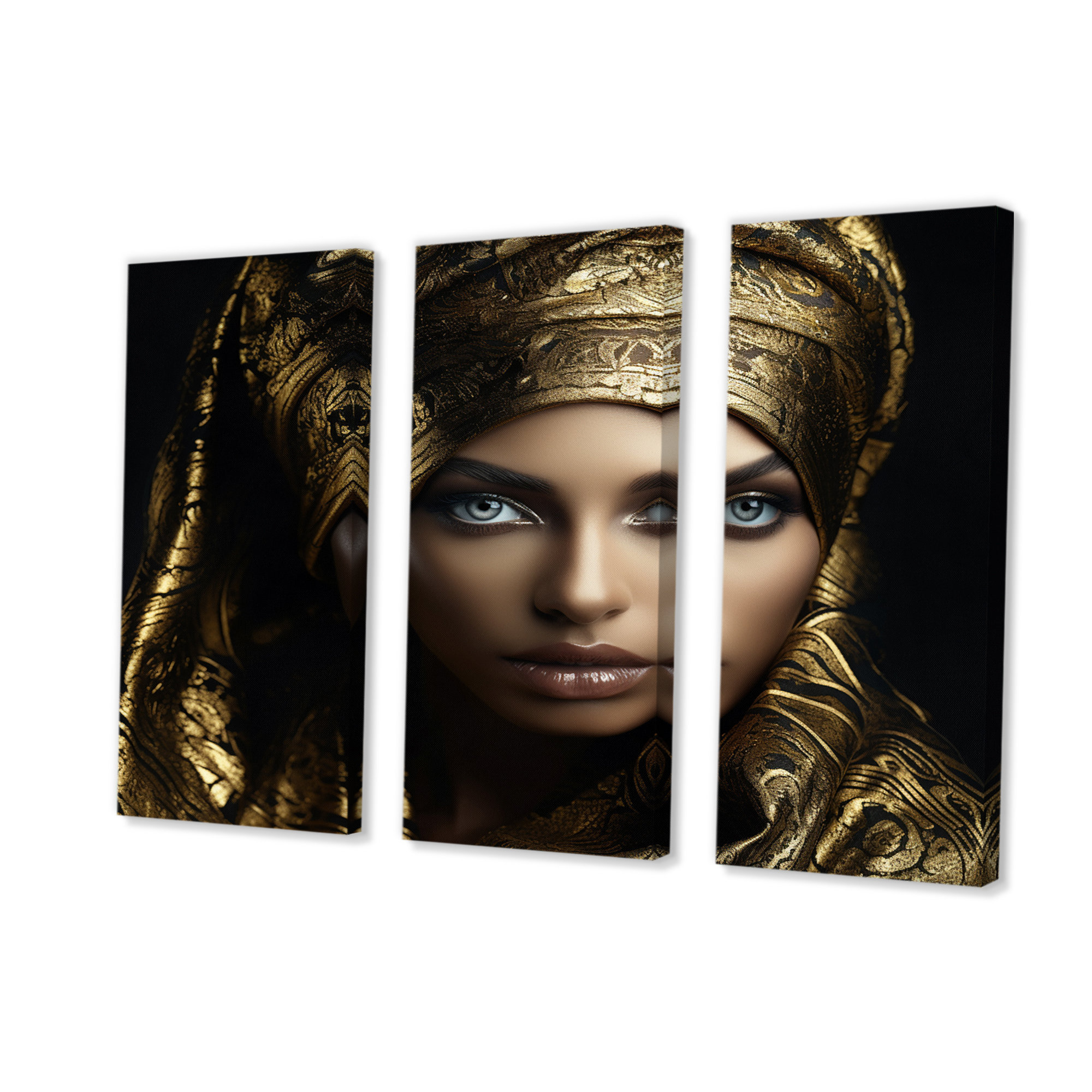 Design Art Elegant Gold Vintage Muslim Queen I On Canvas 3 Pieces Print ...
