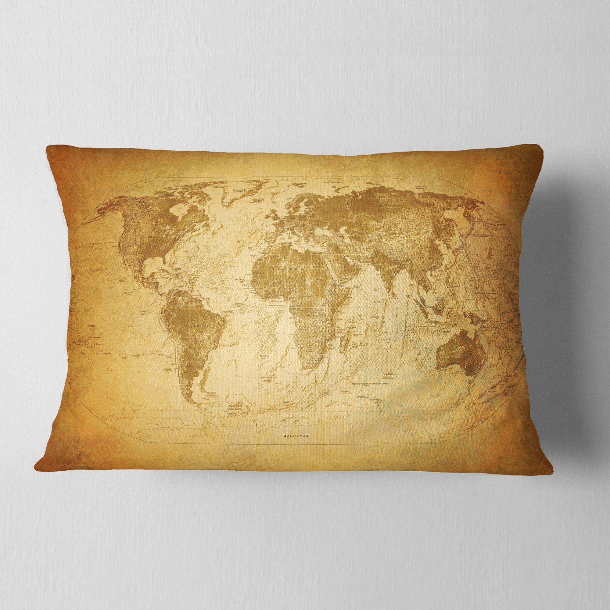 Design Art Vintage Classic Map - Maps & Flags Printed Throw Pillow ...